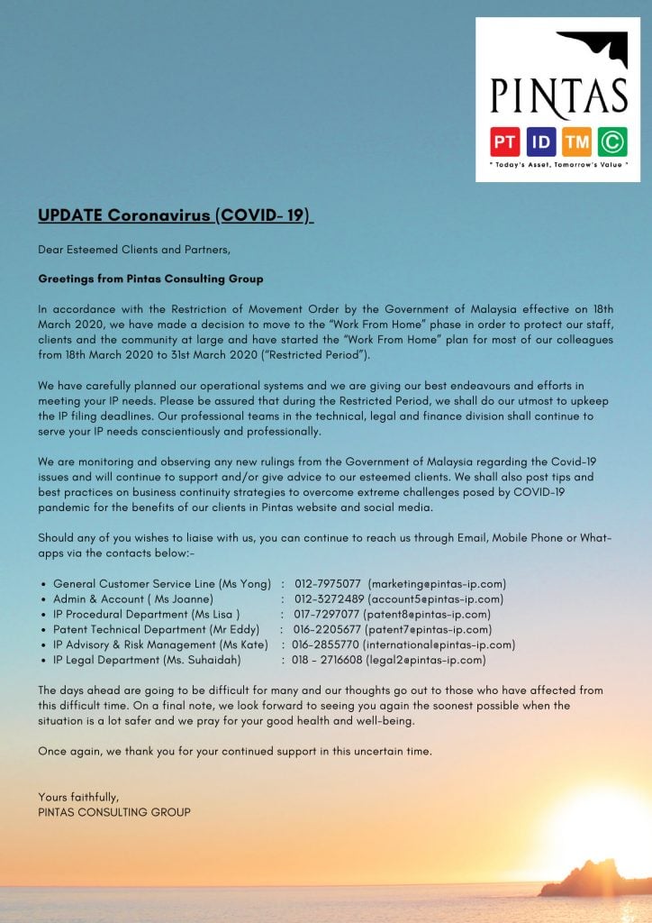 Coronavirus (COVID- 19) | Pintas IP Group